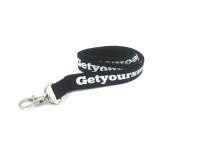China Durable Black 470mm Length Custom Polyester Lanyards Black Color Highly Safety for sale