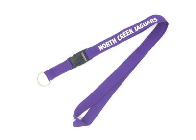 China Custom Purple Polyester Lanyards 555mm with Detachable Buckle and Key Ring for ID Badges for sale