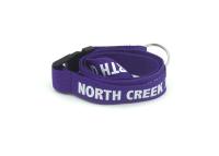 China Custom Purple Polyester Lanyards 555mm with Detachable Buckle and Key Ring for ID Badges for sale