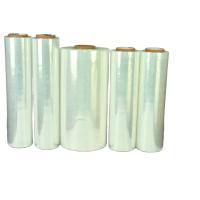 China Three Layer Coextruded 9um Thick Soft Puncture Resistant PE High Transparency Hand Stretch Film >250MPa Tensile Strength for for sale