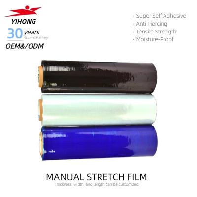 China YIHONG Custom Colored Stretch Film 80 Gauge 23 Mic 500mm Wide Casting Jumbo Roll PE LLDPE Moisture Proof Packaging Film Chemical for sale