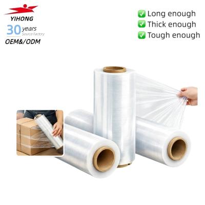 China YIHONG Transparent PE Film Hand Stretch Film Pallet Stretch Wrap Clear Hand Pallet Wrap for sale