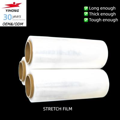 China YIHONG OEM Custom Industrial Pallet Wrap Soft Casting Transparent Stretch Film Adhesive Roll Manual Waterproof Moisture Proof for sale