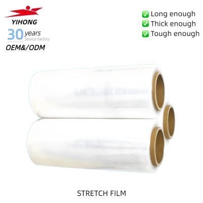 China YIHONG Jumbo Roll Stretch Film LLDPE 20 Mic 500Mm 50Kg  Printed Casting Transparent PE Pallet Wrap Moisture Proof Industrial Use for sale