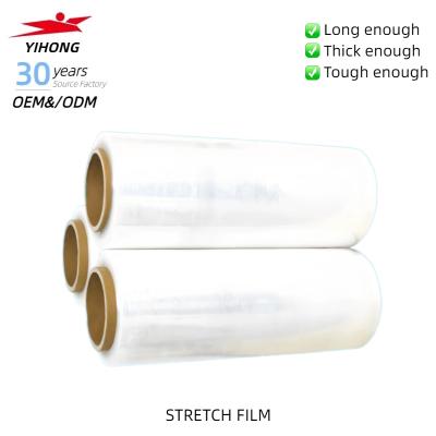 China YIHONG Chemical Stretch Film PE LLDPE Transparent High Strength Waterproof Soft Packaging Pallet Shipping Wrapping Moisture for sale