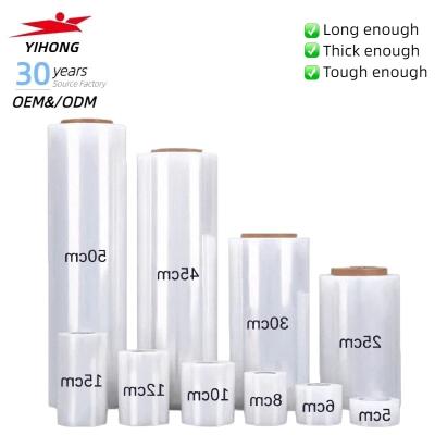 China YIHONG Factory Price Jumbo Roll Stretch Film Good Quality Plastic Wrap Film Transparent Lldpe Stretch Plastic Film for Shipping for sale
