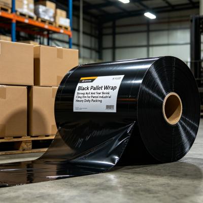 China YIHONG OEM Pallet Stretch Wrap 18 Inch 18 Gauge 1500mm Black Clear Roll for Industrial Pallet Packing for sale