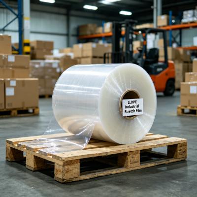China YIHONG Pallet Wrapping Film Packaging Shrink Clear Film Lldpe Industrial Stretch Film Logistics Plastic Wrap Roll Transparent for sale