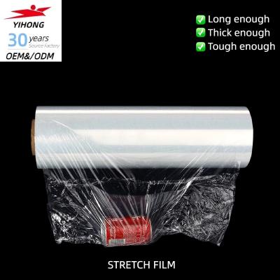 China YIHONG Hot Selling Transparent Polyethylene LLDPE Stretch Film Soft Moisture Proof Dustproof Wrapping Roll Packaging Wrap for sale
