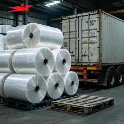 China YIHONG Custom Size Industrial Stretch Film 50KG Jumbo Roll High Tensile Logistics Packing Stretch Wrap for sale