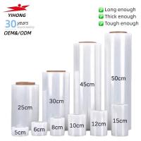 China 18 1000ft Soft LLDPE Clear Stretch Wrap Film 4 Rolls Pack 80 Gauge Durable Self Cling for Pallet Wrapping Moving Shipping for sale