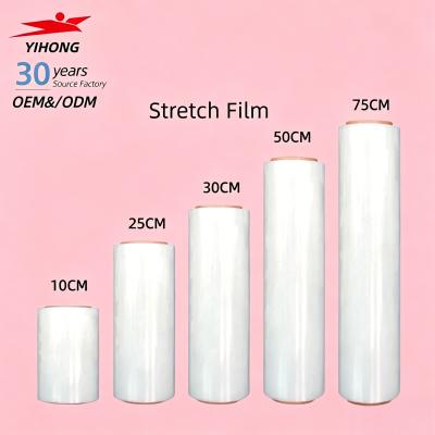 China 10cm Wide LLDPE Soft Stretch Film 15-20 Microns YIHONG Custom Mini Hand Roll Pallet Wrap for Small Parts and Fragile Items for sale