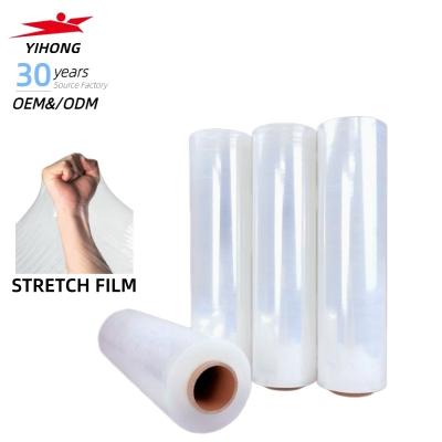 China YIHONG China Factory Transparent PE Stretch Film Flexible LLDPE Normal Clear Wrap Stretch Film for sale