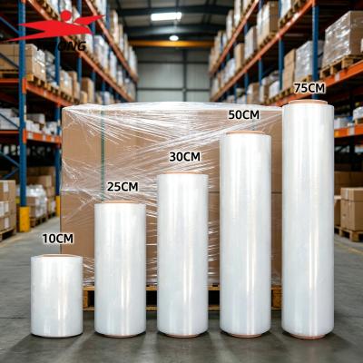 China YIHONG Lldpe Stretch Film Roll Clear Transparent 80 Gauge 23 Micron 500mm Width for Pallet Packaging Moving Packing Use for sale
