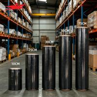 China YIHONG Black Pallet Stretch Wrap Film 15 Micron 400 Meter UV Resistant Reusable for Industrial Heavy Cargo Fixed Protection for sale