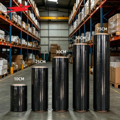 China YIHONG Black Pallet Stretch Wrap Film 15 Micron 400 Meter UV Resistant Reusable for Industrial Heavy Cargo Fixed Protection for sale