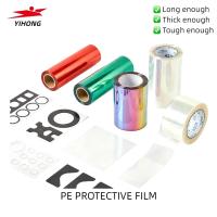 China YIHONG Clear Blue PE Stretch Film for Glass Windows Soft High Quality Customizable Size Glossy Blow Molding Process Chemical for sale