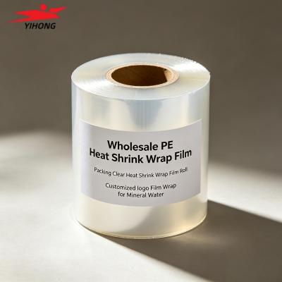 China YIHONG Wholesale PE Heat Shrink Wrap Film Packing Clear Heat Shrink Wrap Film Roll Customized logo Film Wrap for Mineral Water for sale