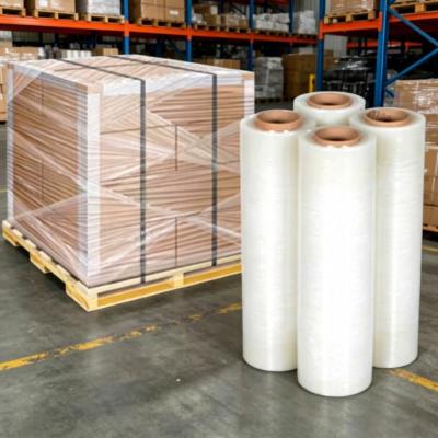 China Transparent Stretch Packaging Film Custom Moisture-Proof Soft Roll LLDPE PE Material Industrial Pallet Wrapping Plastic Film for sale