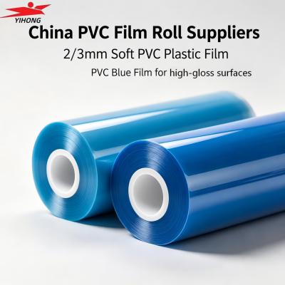 China YIHONG China Pvc Film Roll Suppliers 2/3mm Soft Pvc Plastic Film Pvc Bule Film for High-gloss Surface for sale