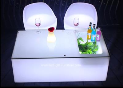 China Mobile KTV Decoration LED Light Furniture Colors Changeable With Glass Top for sale