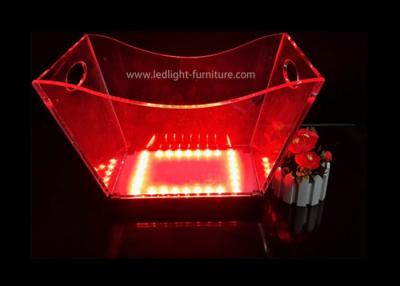 China Customized Acrylic Transparent LED Ice Bucket With Colorful Light And Two Handles for sale