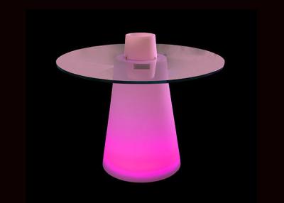 China Colors Changing Glass Top LED Cocktail Table High Standing Poseur Bar Club Use for sale