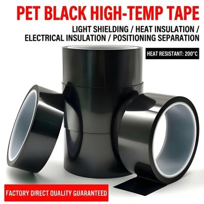 China Nomay Black PET High Temperature Tape with 100% Full Blackout, 220℃ Heat Resistance, and No Residue Silicone Adhesive for LED LCD Backlight Shading for sale