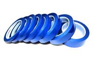 China Nomaytape Yellow Blue Diagonal PET High Temperature Warning Tape with 220℃ Heat Resistance and No Residue Silicone Adhesive for Safety Hazard Marking for sale