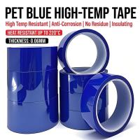 China Nomaytape Yellow Blue Diagonal PET High Temperature Warning Tape with 220℃ Heat Resistance and No Residue Silicone Adhesive for Safety Hazard Marking for sale