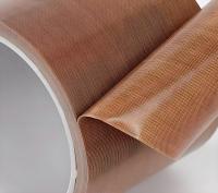 China Brown PTFE Fiberglass Tape High Temperature 260℃ Non-stick Heat Resistant Wear-resistant Teflon Cloth Tape for Industrial Use for sale