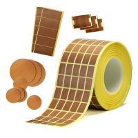 China Brown PTFE Fiberglass Tape With Yellow Release Paper 260℃ High Temperature Resistance Fiberglass Reinforced Non-stick Teflon Cloth Tape for sale