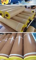 China PTFE Coated Fiberglass Tape With Yellow Release Paper 260℃ High Temperature Tear Resistant Non-stick Teflon Adhesive Tape For Heat Sealer for sale