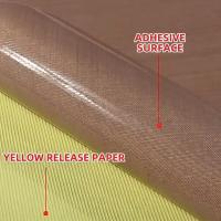China PTFE Coated Fiberglass Tape With Yellow Release Paper 260℃ High Temperature Tear Resistant Non-stick Teflon Adhesive Tape For Heat Sealer for sale