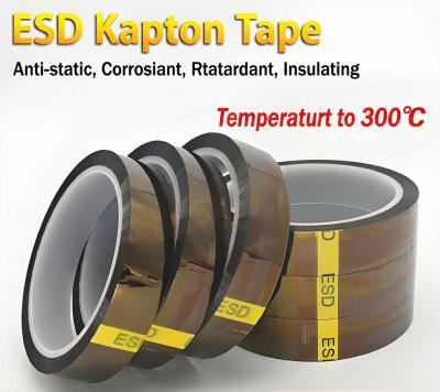 China ESD Anti-Static Polyimide PI Tape with 300℃ High Temperature Resistance and Stable ESD Anti-static Performance for Clean Residue-Free Peeling for sale