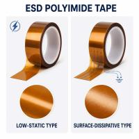 China ESD Polyimide Tape (Anti-Static PI Tape / Low-Static PI Tape) – Single-Sided Silicone Adhesive for High-Temperature PCB Masking and Static-Sensitive Electronic Assembly for sale
