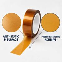 China ESD Polyimide Tape (Anti-Static PI Tape / Low-Static PI Tape) – Single-Sided Silicone Adhesive for High-Temperature PCB Masking and Static-Sensitive Electronic Assembly for sale