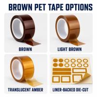 China Brown PET High-Temperature Tape (Amber Polyester Masking Tape / Brown PET Silicone Tape / Anodizing Masking Tape) – For Anodizing, Electroplating & Powder Coating for sale