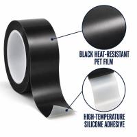 China Black PET High Temperature Tape (Black Polyester Masking Tape / Light-Blocking PET Tape / Electrical Insulation Tape) – For Camera Modules, Displays, PCB Masking & Powder Coating for sale