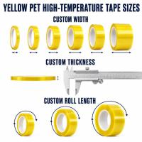 China Yellow PET High Temperature Tape (Yellow Polyester Masking Tape / Yellow Powder Coating Tape / Heat-Resistant Process Marking Tape) – For Busbars, Conductive Surfaces & Baking for sale