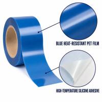 China Blue PET High Temperature Tape (Blue Polyester Masking Tape / Blue Powder Coating Tape / Blue PET Silicone Tape) – For Composite Curing, Metal Finishing & Electronics for sale