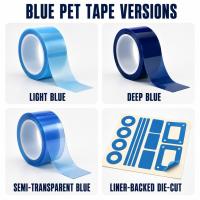 China Blue PET High Temperature Tape (Blue Polyester Masking Tape / Blue Powder Coating Tape / Blue PET Silicone Tape) – For Composite Curing, Metal Finishing & Electronics for sale