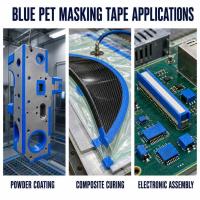 China Blue PET High Temperature Tape (Blue Polyester Masking Tape / Blue Powder Coating Tape / Blue PET Silicone Tape) – For Composite Curing, Metal Finishing & Electronics for sale