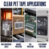 China Clear PET High Temperature Tape (Transparent Polyester Silicone Tape / High Temperature Label Protection Tape / Clear PET Masking Tape) – For Barcode, PCB & Window Protection for sale