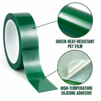 China Green PET High Temperature Tape (Green Polyester Powder Coating Tape / PET Silicone Masking Tape / Green Anodizing Tape) – For Metal Finishing, PCB & Energy Equipment for sale