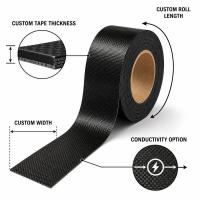 China PTFE-Coated Carbon Fiber Fabric Tape / Carbon Fibre PTFE Tape / PTFE Carbon Cloth Tape with Silicone Adhesive for Composite Mold Release, Tooling Covers and Guide Rails for sale