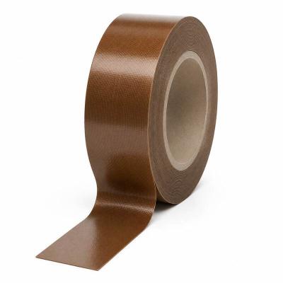China Brown PTFE Fiberglass Tape (Brown PTFE Glass Cloth Tape / Brown Heat Sealer Tape) – Silicone Adhesive Non-Stick Lining for Heat Sealers, Guide Rails & Packaging Machinery for sale
