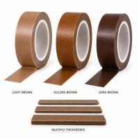 China Brown PTFE Fiberglass Tape (Brown PTFE Glass Cloth Tape / Brown Heat Sealer Tape) – Silicone Adhesive Non-Stick Lining for Heat Sealers, Guide Rails & Packaging Machinery for sale
