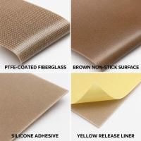 China Brown PTFE Tape with Release Liner / Liner-Backed PTFE Tape / PTFE Glass Cloth Tape with Silicone Adhesive and Yellow Release Paper for Die Cutting, Heat Sealers and Guides for sale