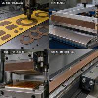 China Brown PTFE Tape with Release Liner / Liner-Backed PTFE Tape / PTFE Glass Cloth Tape with Silicone Adhesive and Yellow Release Paper for Die Cutting, Heat Sealers and Guides for sale